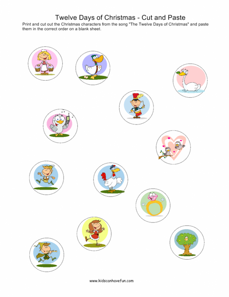cut-and-paste-12-days-christmas-color-image-791×1024.png – Sınıf ...